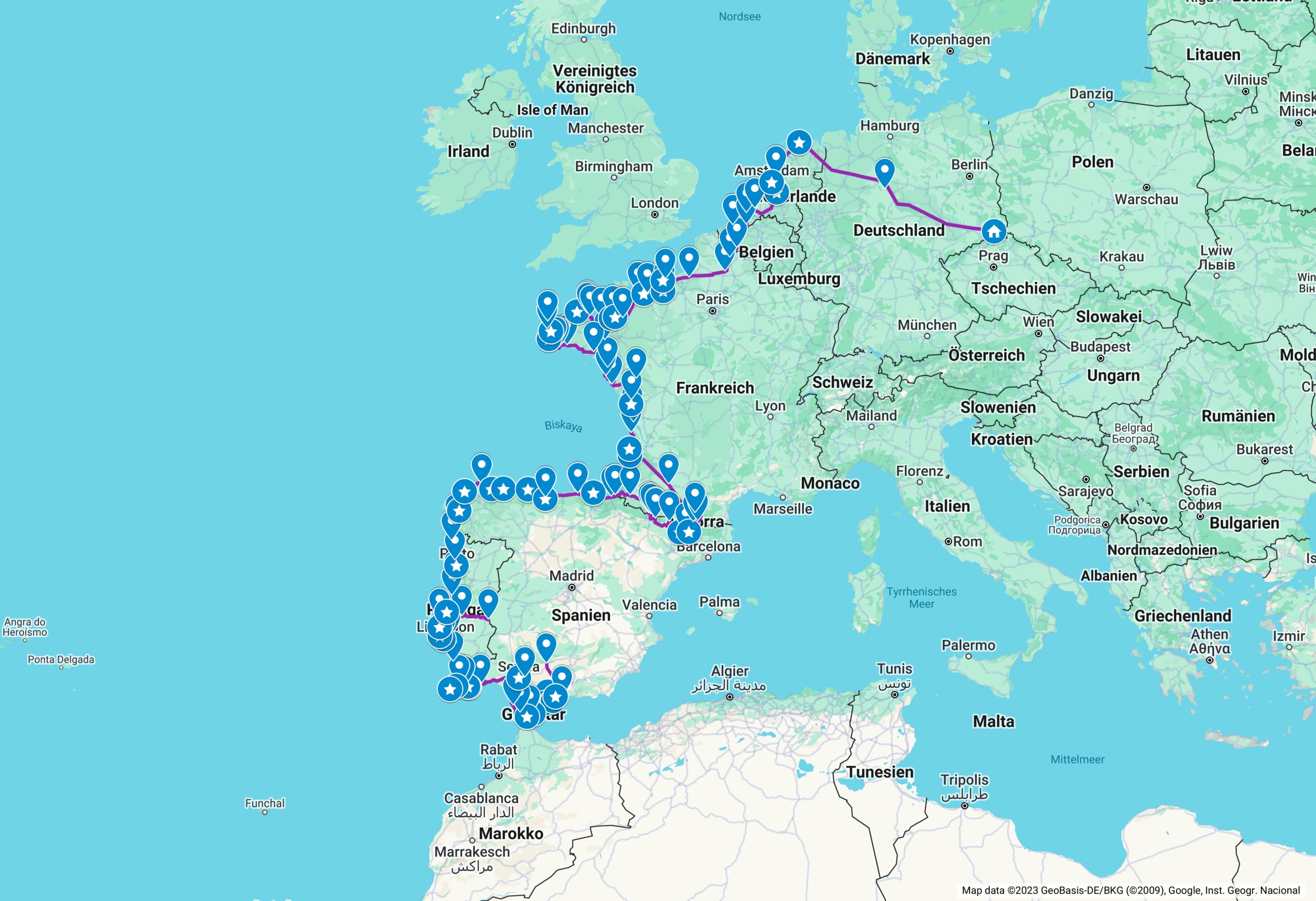 Folge uns: Unsere Reiseroute auf einem Blick - offline365